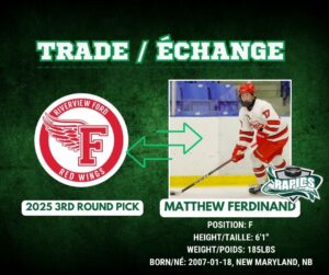 RAPIDS ACQUIRE FORWARD MATTHEW FERDINAND | Grand Falls Greenfoot Rapids